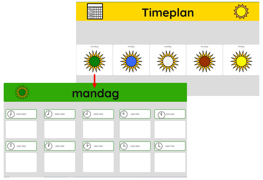 Dagsplan uke – Mal – Mind Express for print – Mind Express by Jabbla